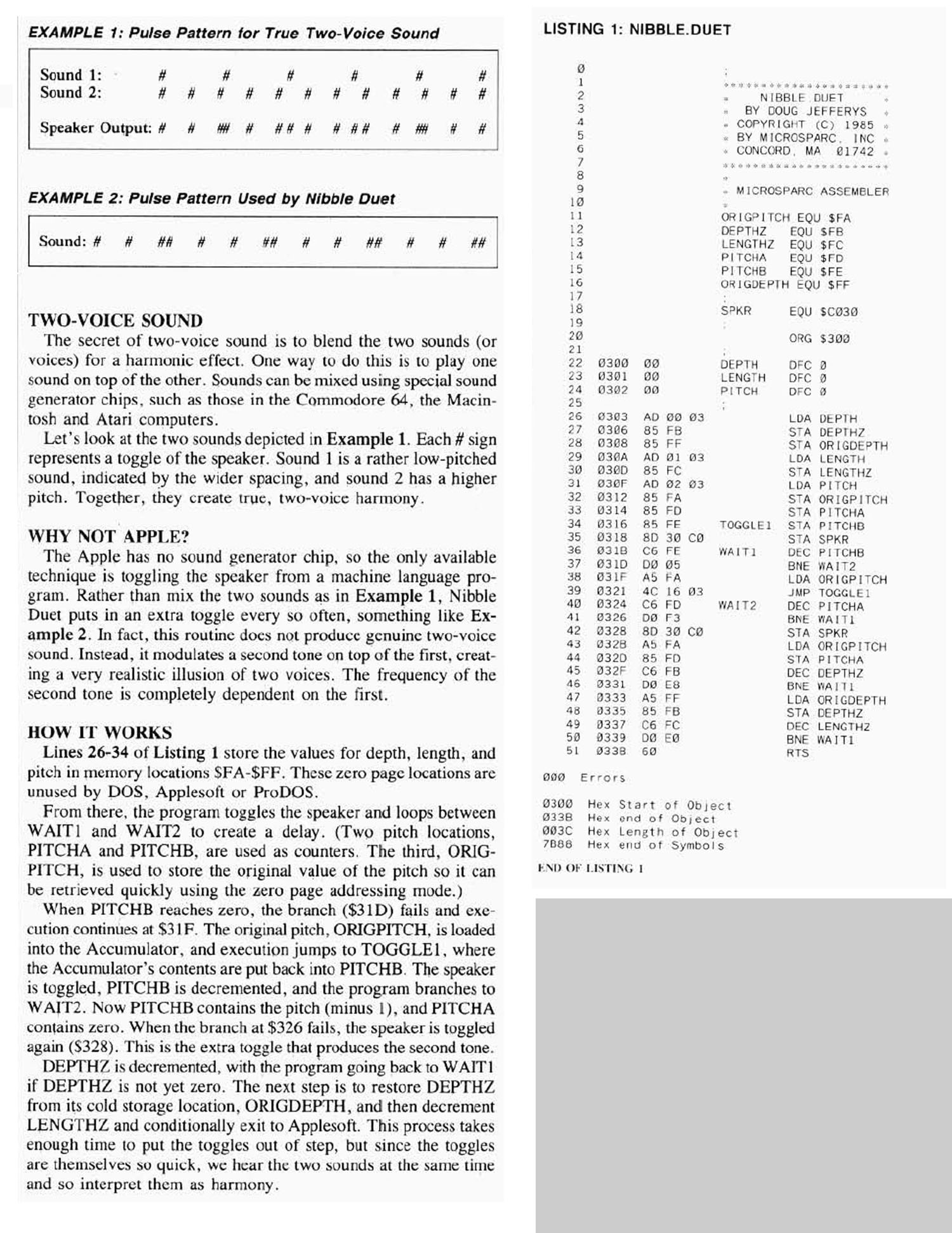 AppleBox - Nibble Duet Sound program at Apple II source code